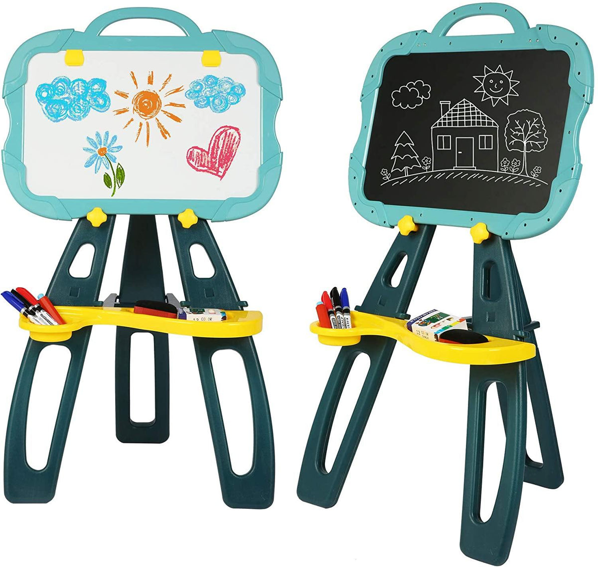 (Out of Stock) Standing Easel Board For Kids, 3 in 1 Dry Erase White B