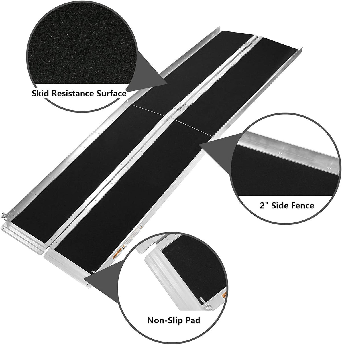 8Ft Ramp For Wheelchair, Multi-fold Wheelchair Ramps, w/Anti-Slip Carp