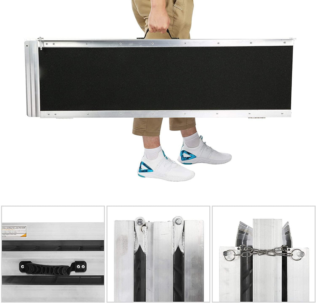 8Ft Ramp For Wheelchair, Multi-fold Wheelchair Ramps, w/Anti-Slip Carp