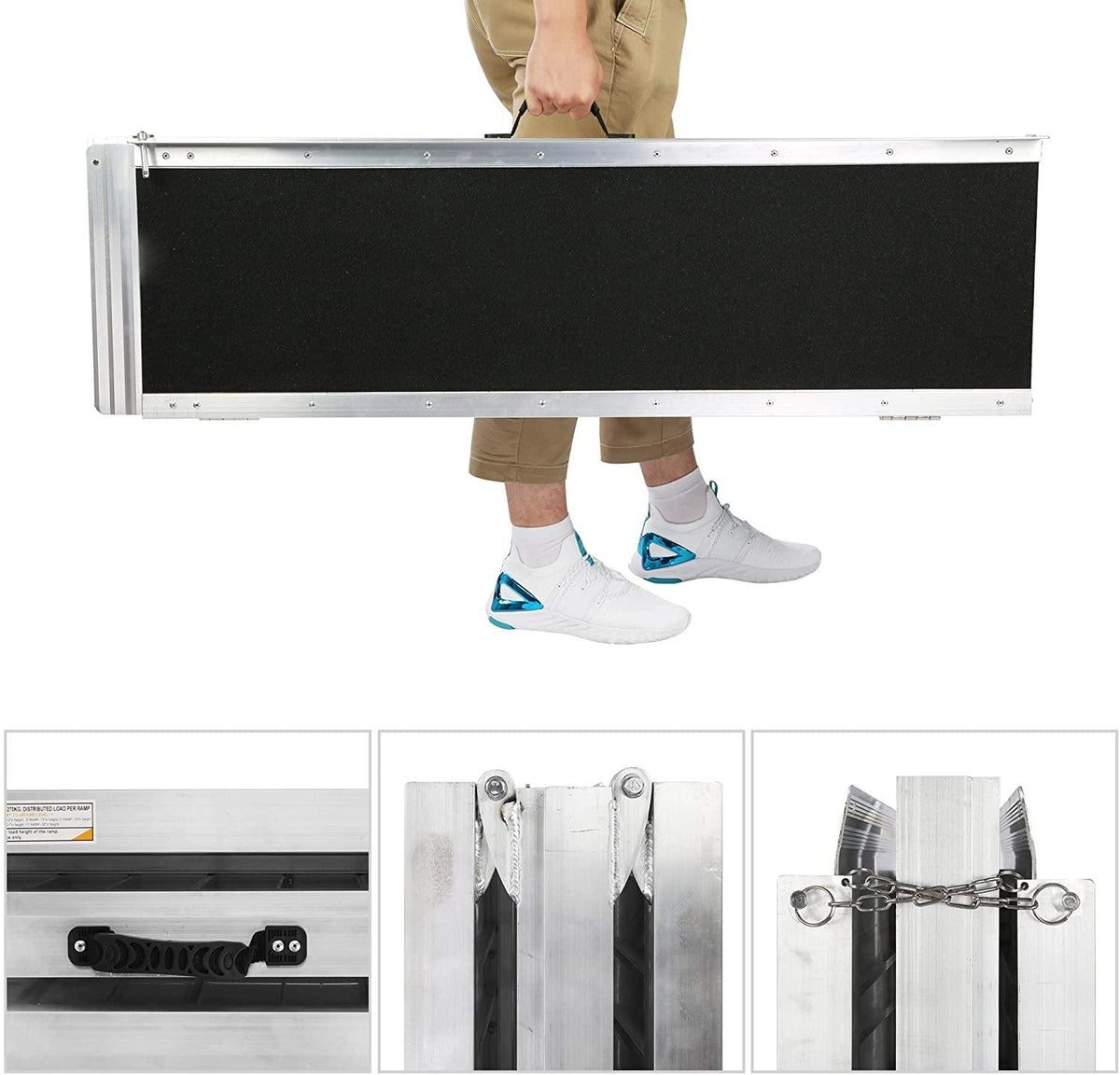 8Ft Ramp For Wheelchair, Multi-fold Wheelchair Ramps, w/Anti-Slip Carp