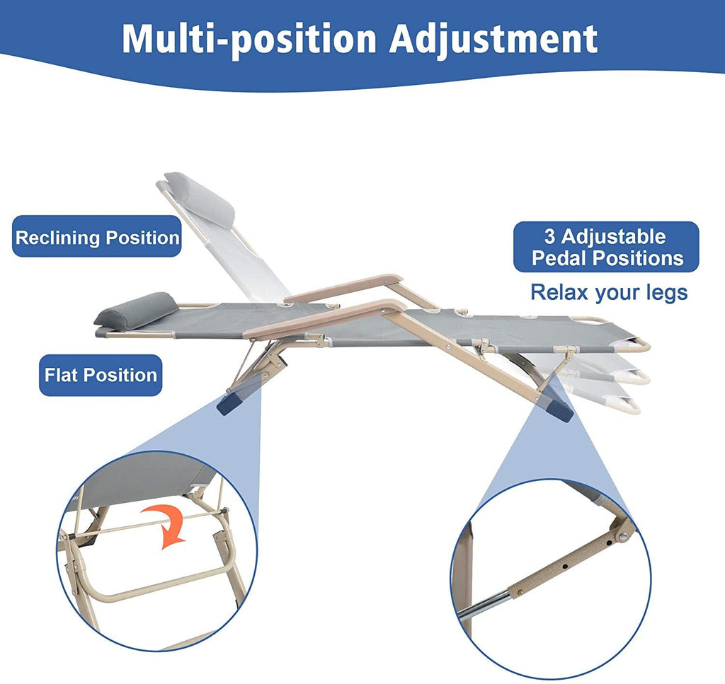 Set of 2 Heavy Duty Lounge Chairs and Full Flat Cot 2 Positions ...