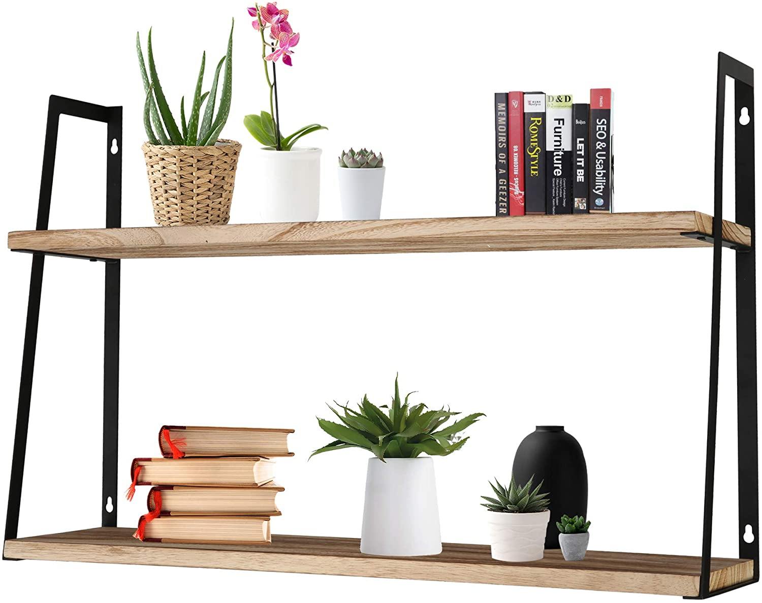 (Out of Stock) Floating Wall Shelves Rustic 2-Tier Floating Shelf for