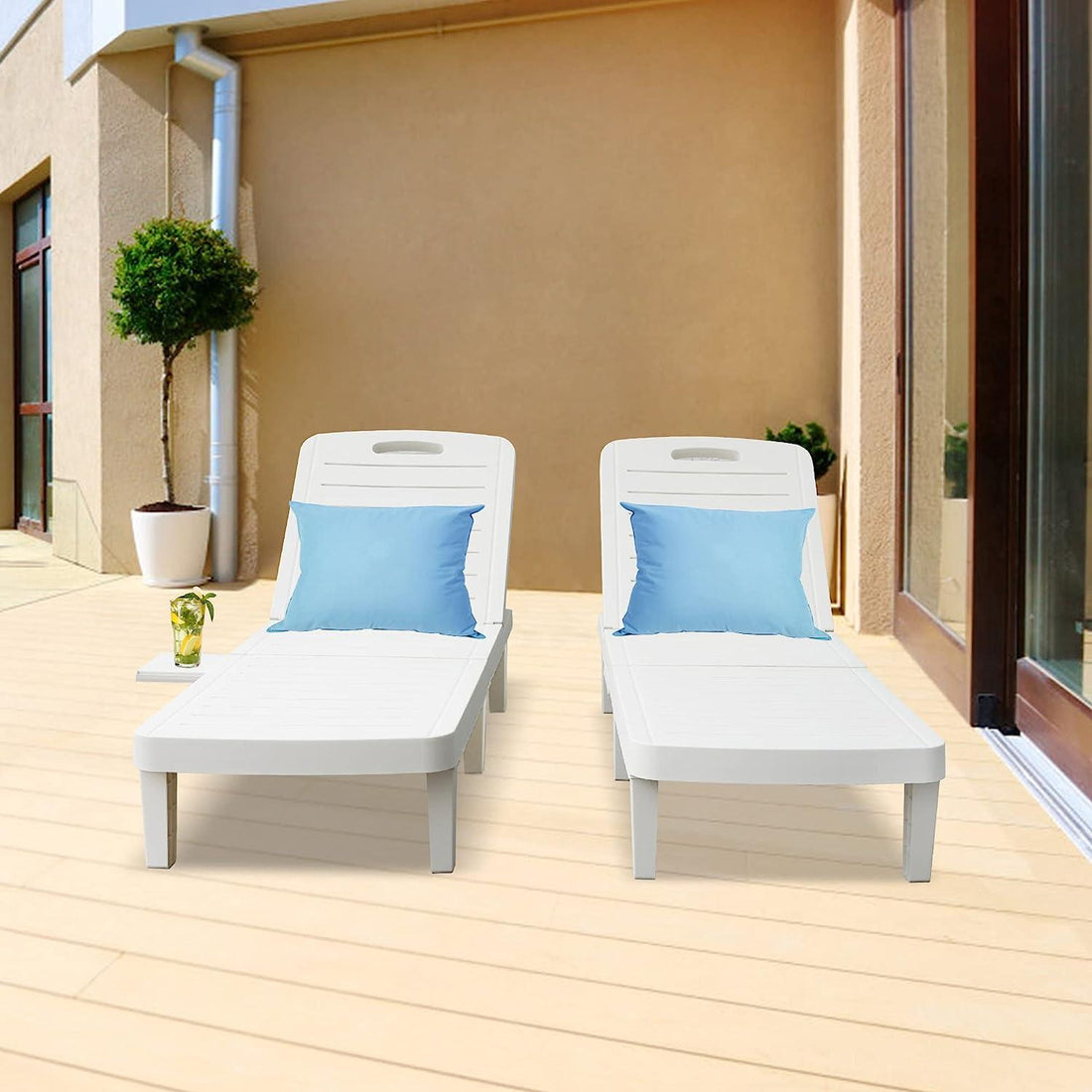 Chaise Lounge Chair Patio Polypropylene Sunbathing Chair with 4 Level