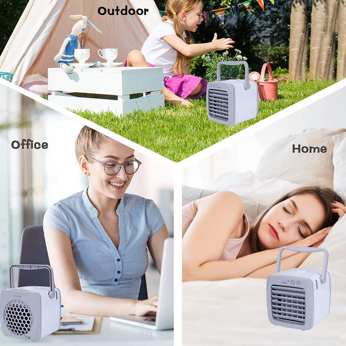 Portable USB Personal Mini Air Conditioner Fan, 3 Speeds, Quiet, Adjus