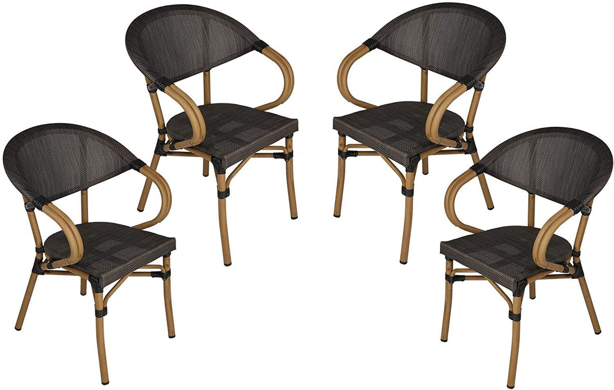 Stackable Outdoor Patio Dining Chairs Set of 4 Aluminum Frame Balcony ...