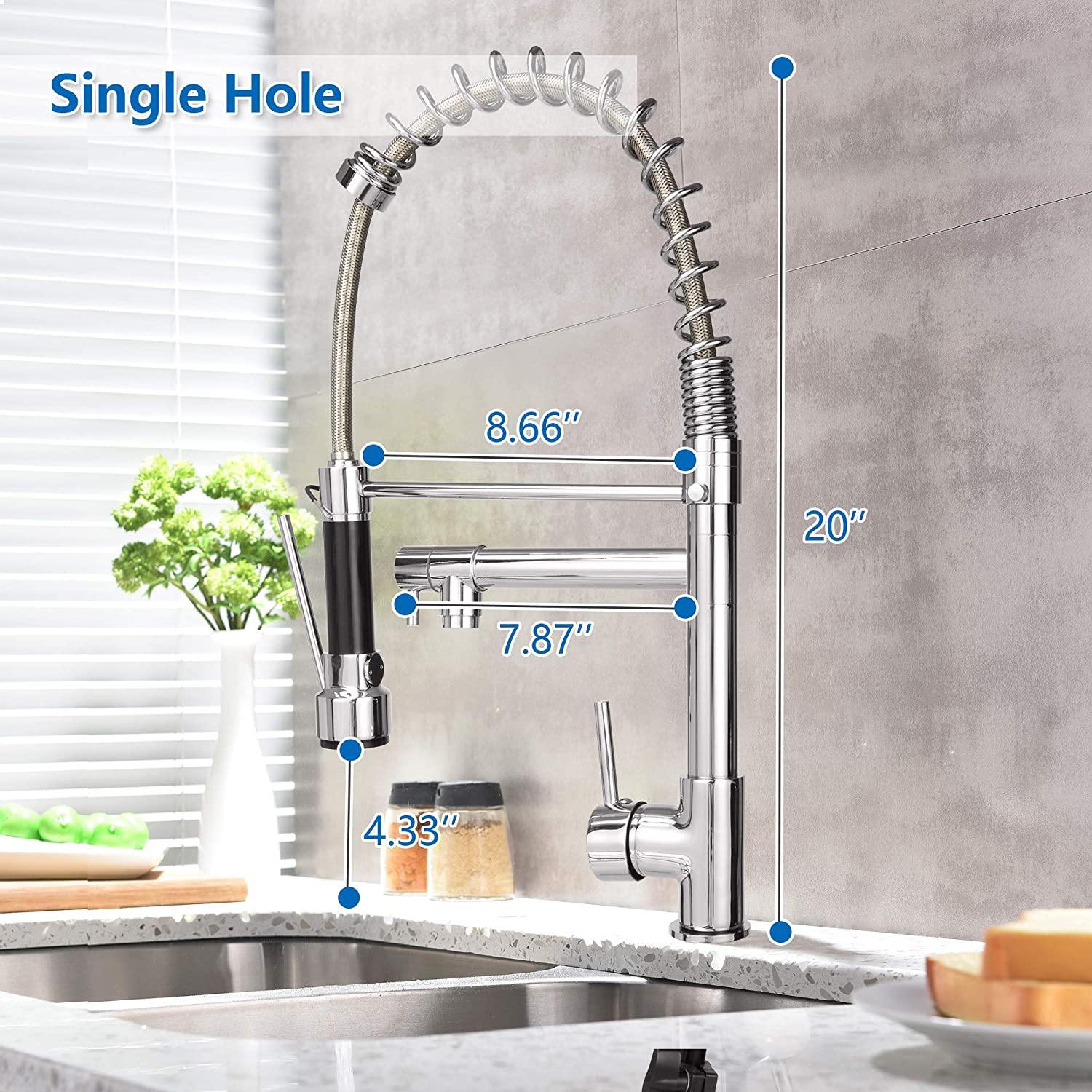 Single-Handle Pull-Down Sprayer Kitchen Faucet, High Arc Stainless Ste