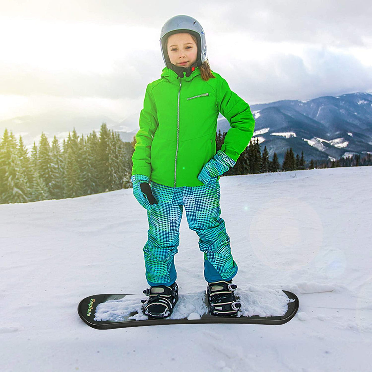 Snowboard for Kids Beginners - 43.3" Adjustable Step-in Bindings Winte
