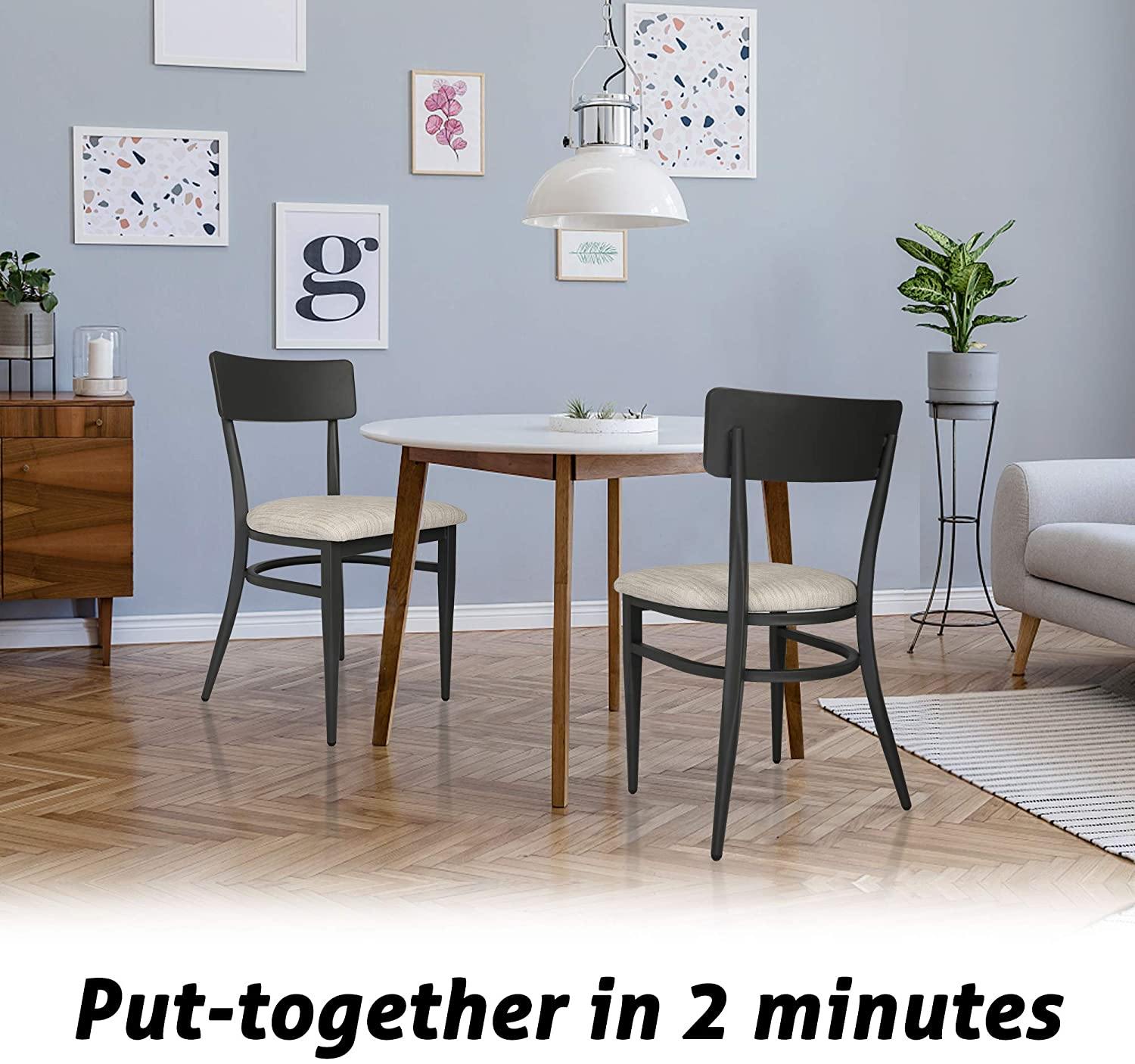 (Out of stock) Mid-Century Dining Chairs Set of 2, w/Simple Curved Bac