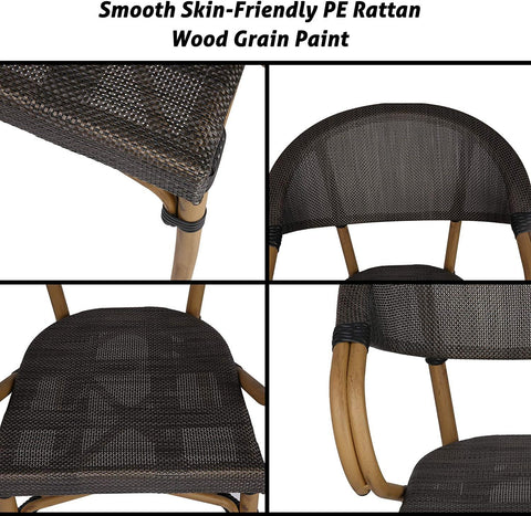 Stackable Outdoor Patio Dining Chairs Set of 4 Aluminum Frame Balcony ...