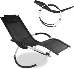 Patio Rocking Lounge Chair, Foldable Rocking Chair Sun Lounger with He