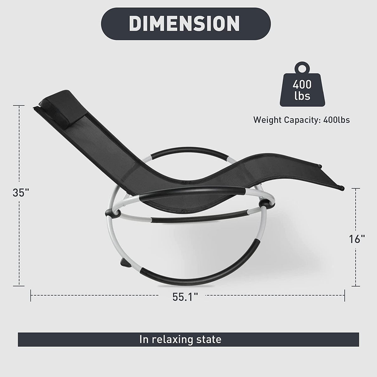 Patio Rocking Lounge Chair, Foldable Rocking Chair Sun Lounger with He