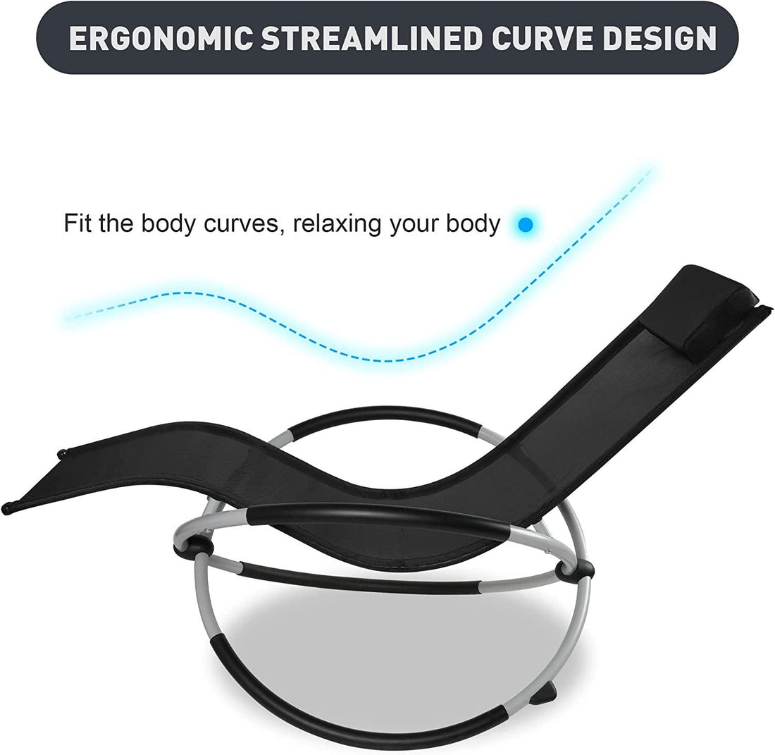 Patio Rocking Lounge Chair, Foldable Rocking Chair Sun Lounger with He