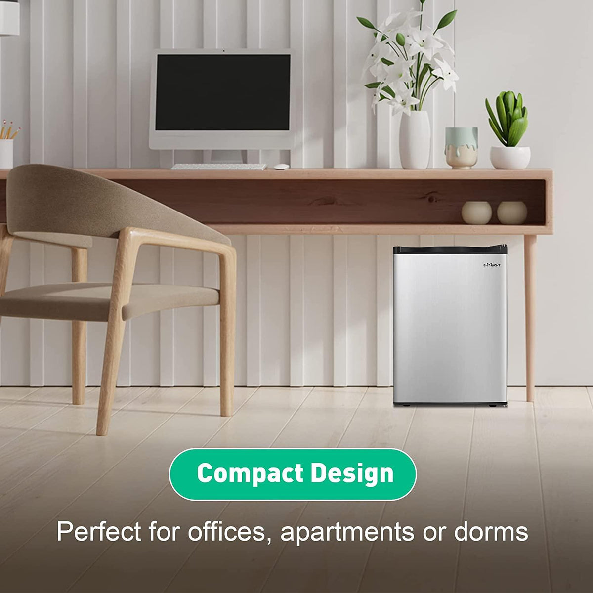 Mini Fridge Single Door Compact Refrigerator with Reversible Door & Ad