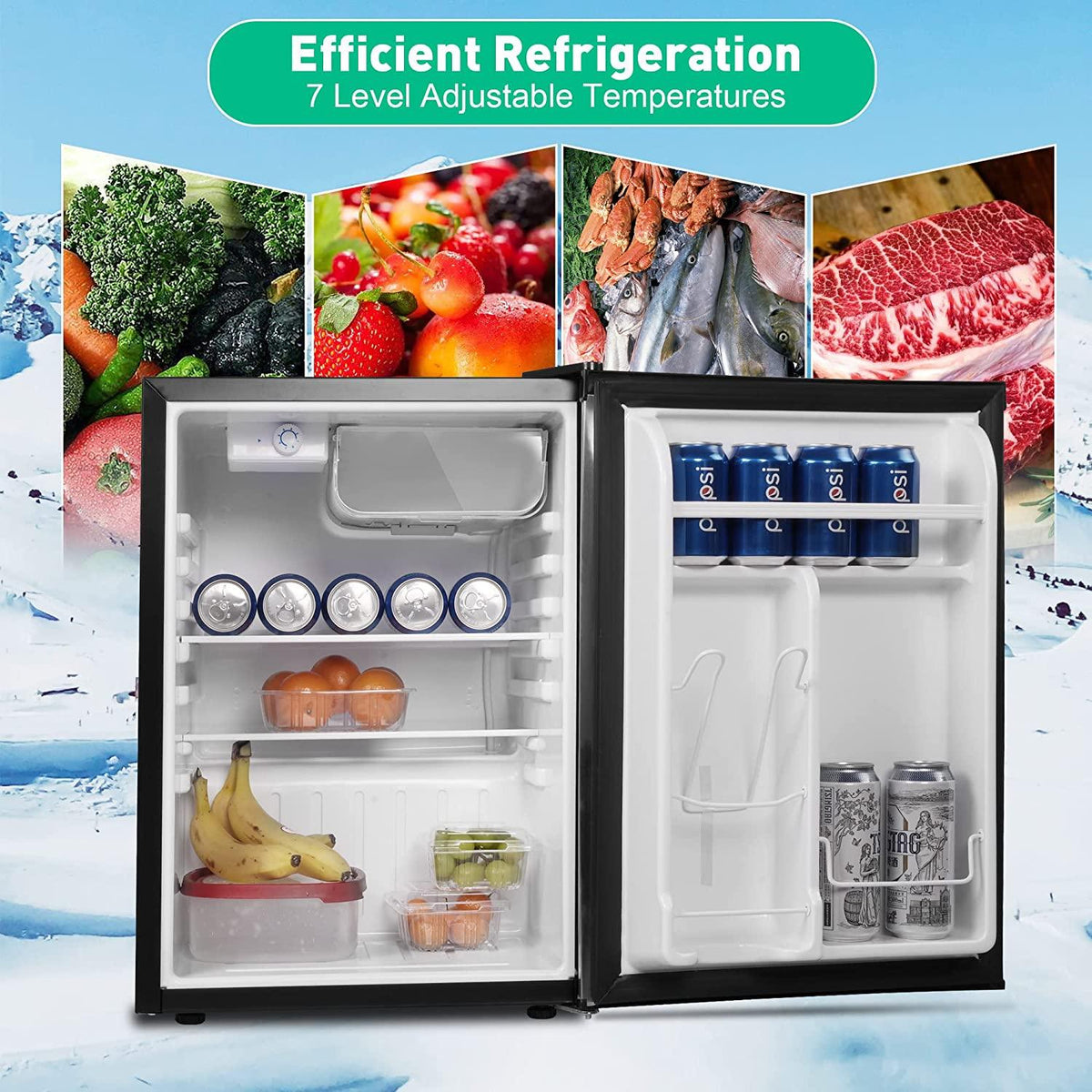 Mini Fridge Single Door Compact Refrigerator with Reversible Door ...