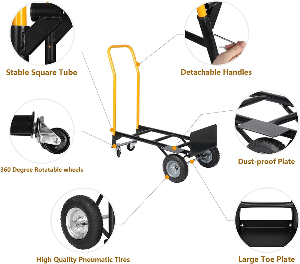 2-in-1 Convertible Multipurpose Dolly/Cart Hand Truck Heavy Duty Platf