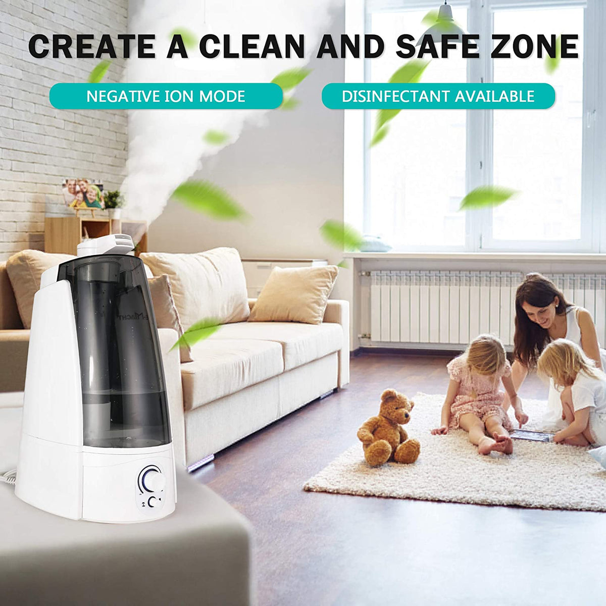 Quiet Ultrasonic Cool Mist Humidifier 5L with Auto Shut-Off Adjustable ...