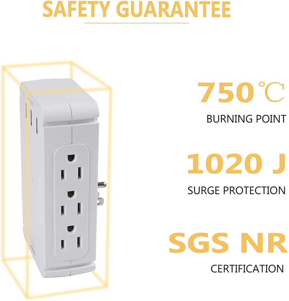 Wall Outlet Extender-2 Pack Surge Protector Multifunctional Outlet Wal