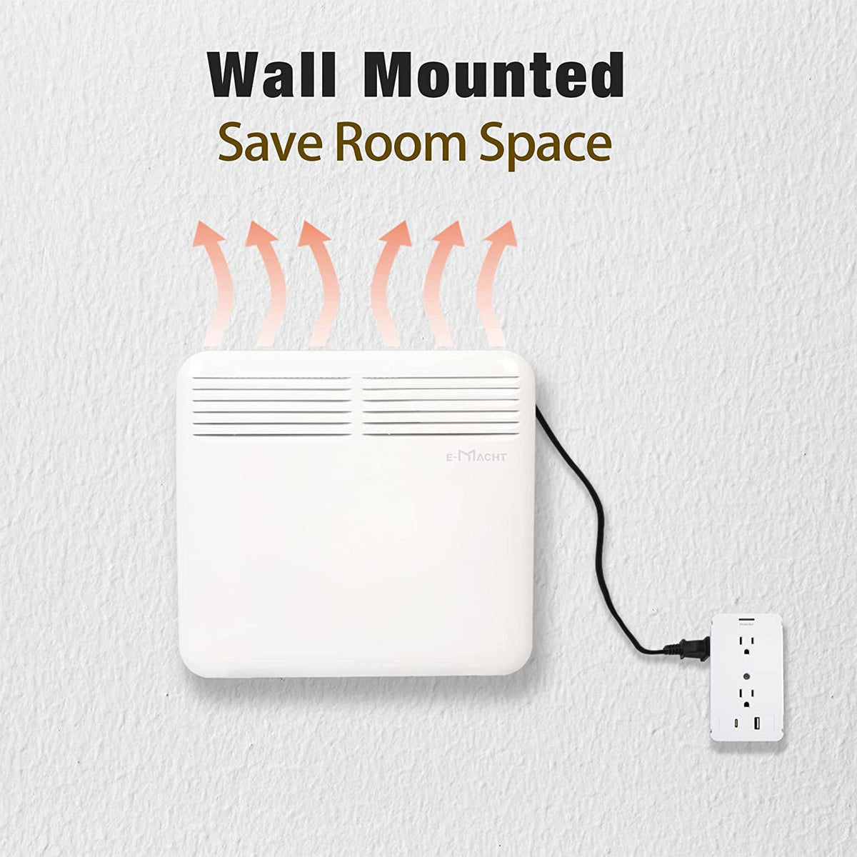 750W Wall-Mounted Electric Space Heater with Adjustable Thermostat ...