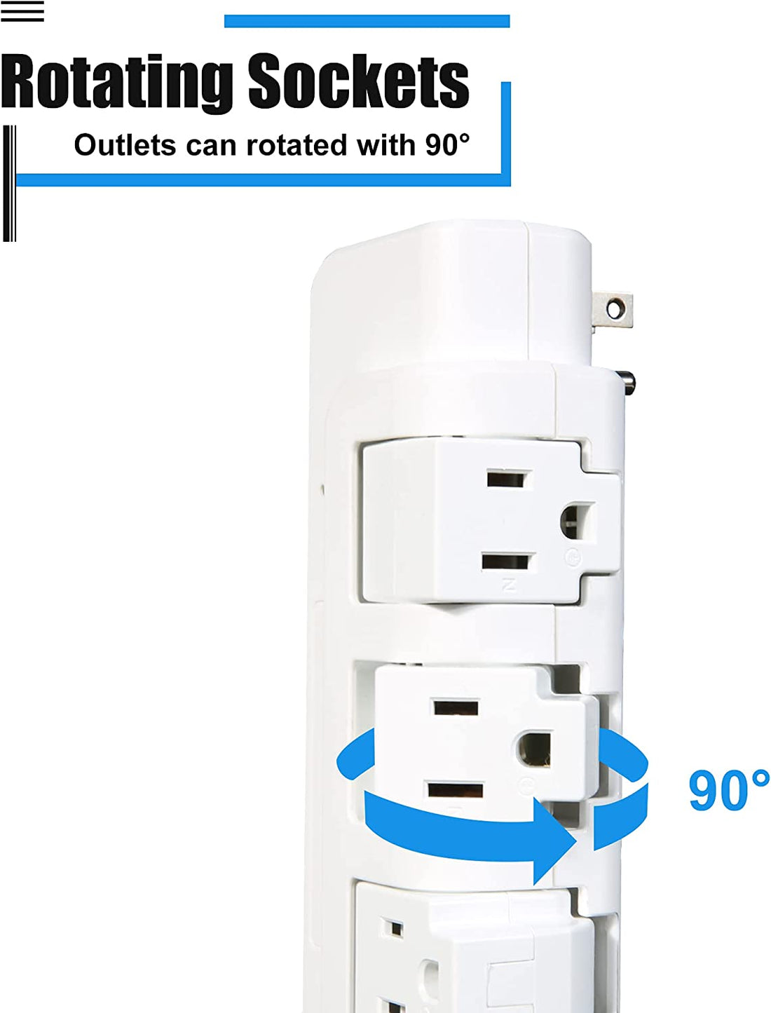 Portable Power Strip Tower 3 Outlets with Extender Multi Sockets Wall