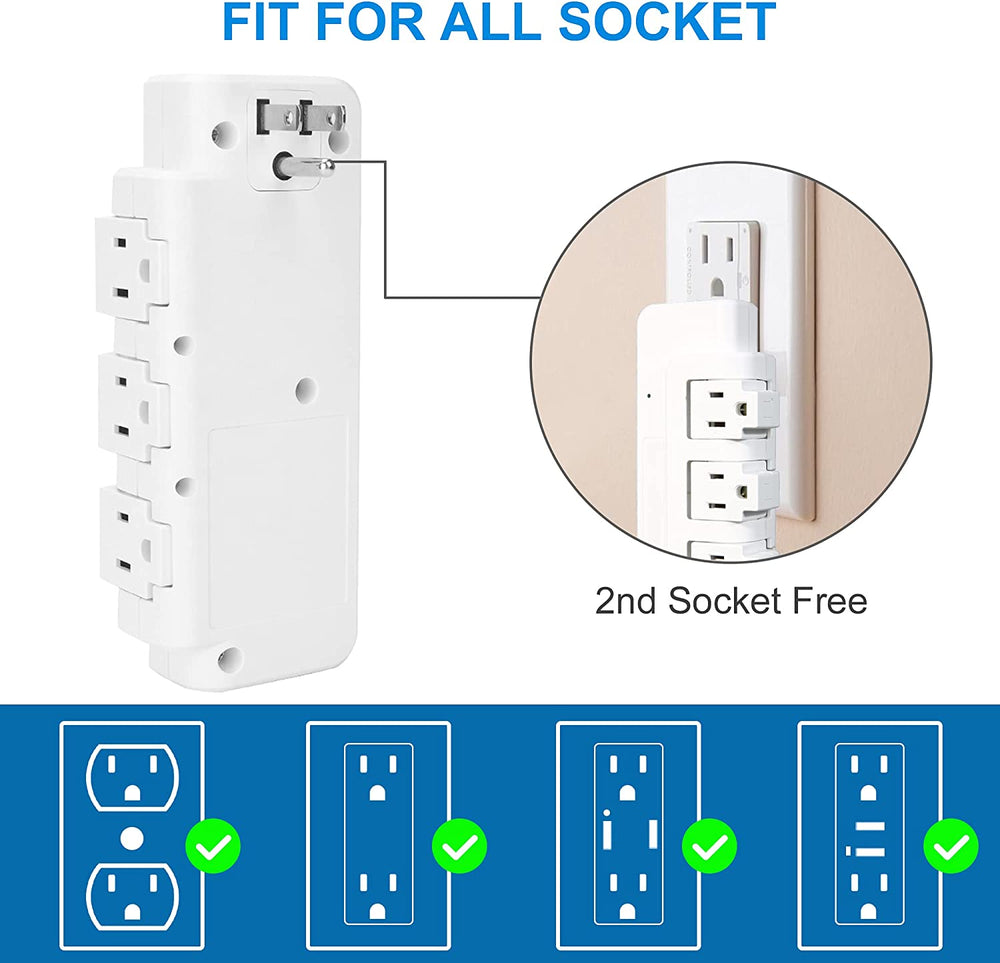 Portable Power Strip Tower 3 Outlets with Extender Multi Sockets Wall