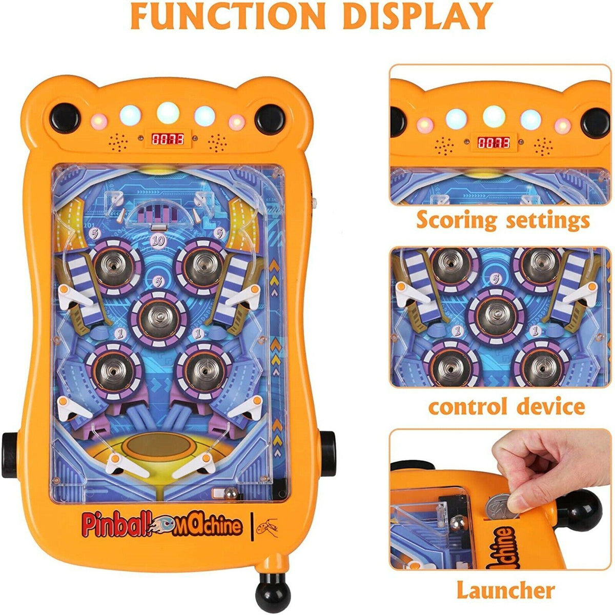 Mini Pinball Machine Portable Tabletop Game Kids Interactive Toys Party ...