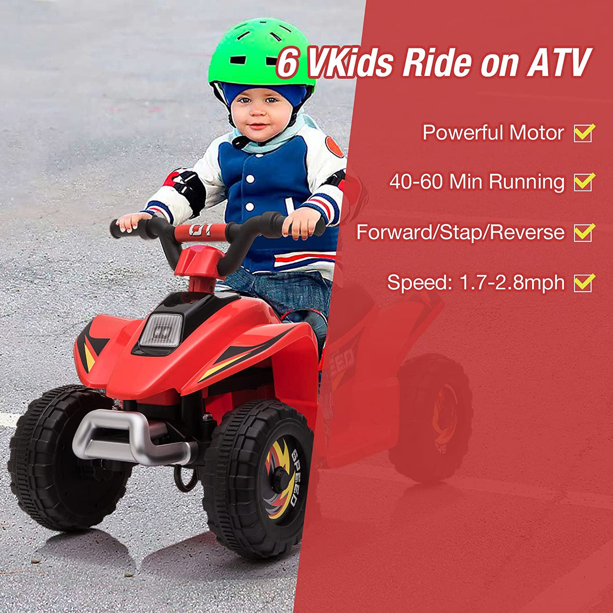 6V Battery Powered Kids Electric Ride on ATV, Motorized Ride On Mini V
