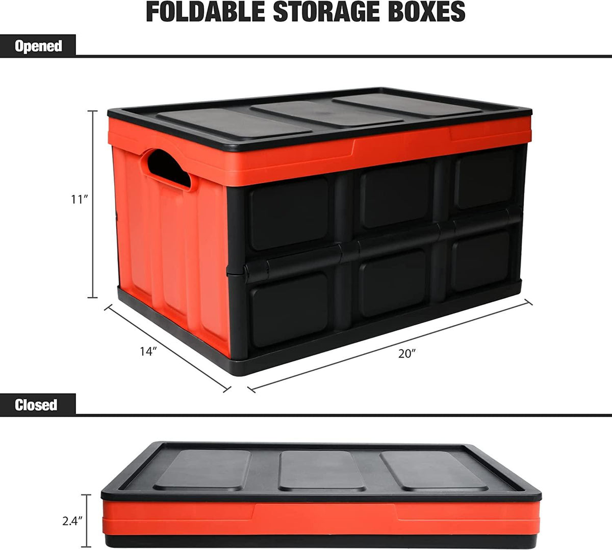 2-Pack Collapsible Plastic Storage Bins 50L Organizer Box Stackable ...