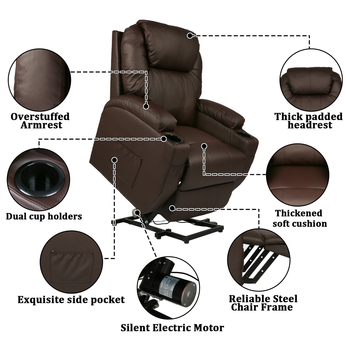 Power Lift Leather Sofa Electric Leather Full Body Massage Chair for E