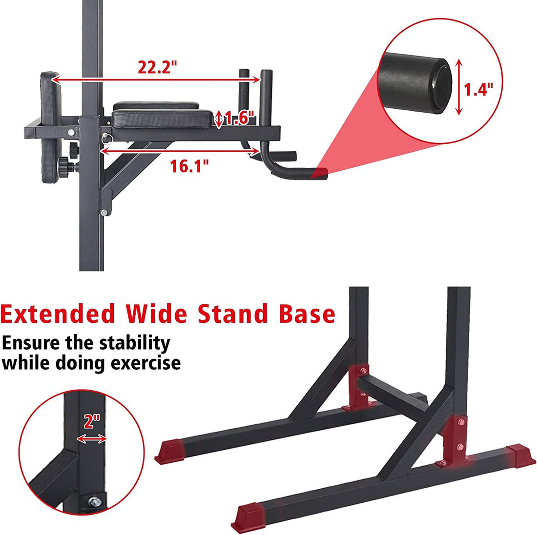 Strength Power Tower Dip Station Pull Up Bar Workout Equipment, Adjust