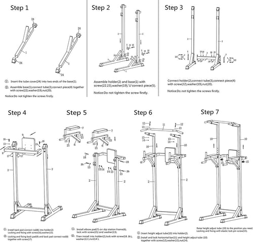 Strength Power Tower Dip Station Pull Up Bar Workout Equipment, Adjust