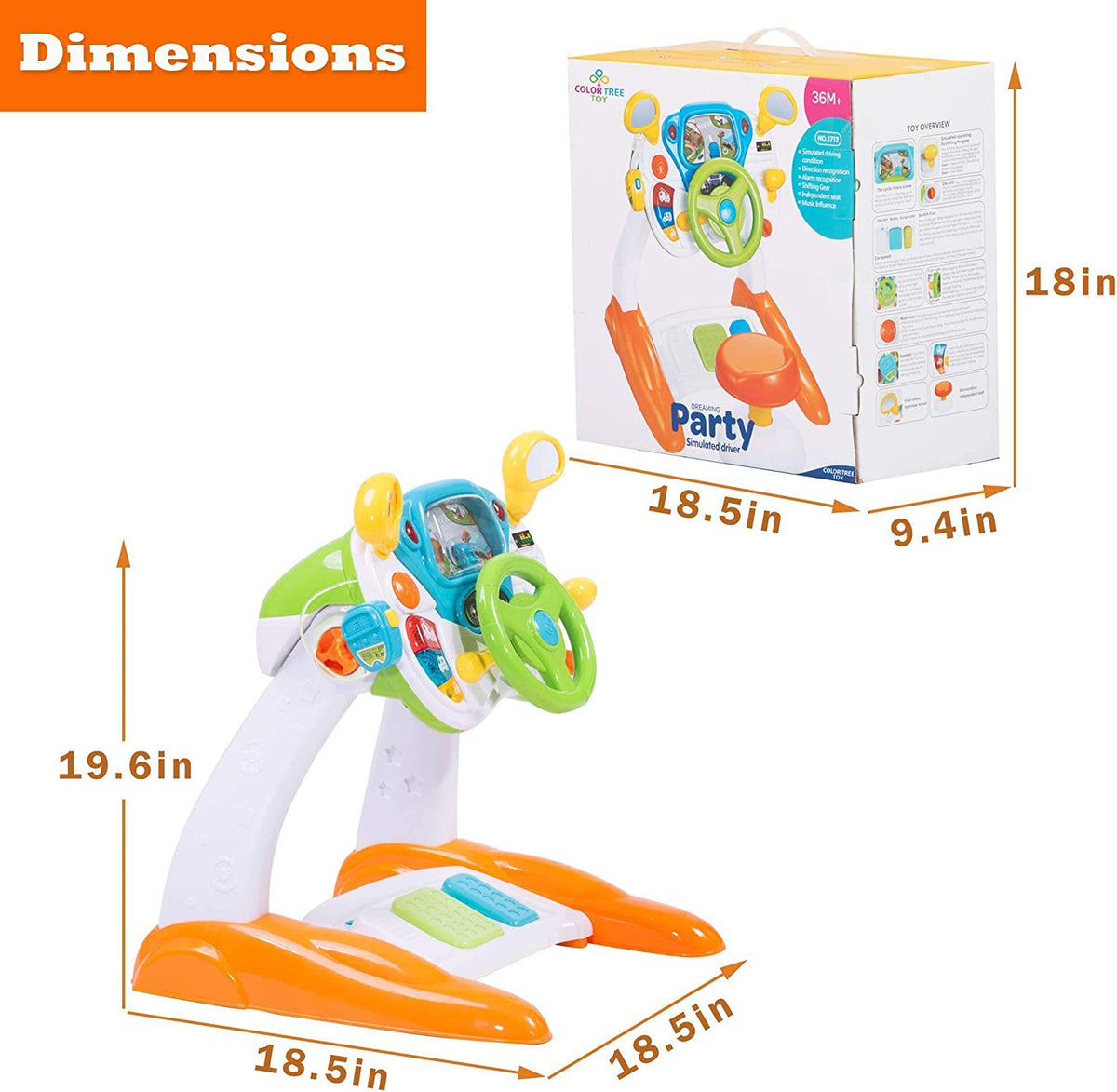 Kids Driving Simulate Ride on Toy Pretend Play Steering Wheel Toy for