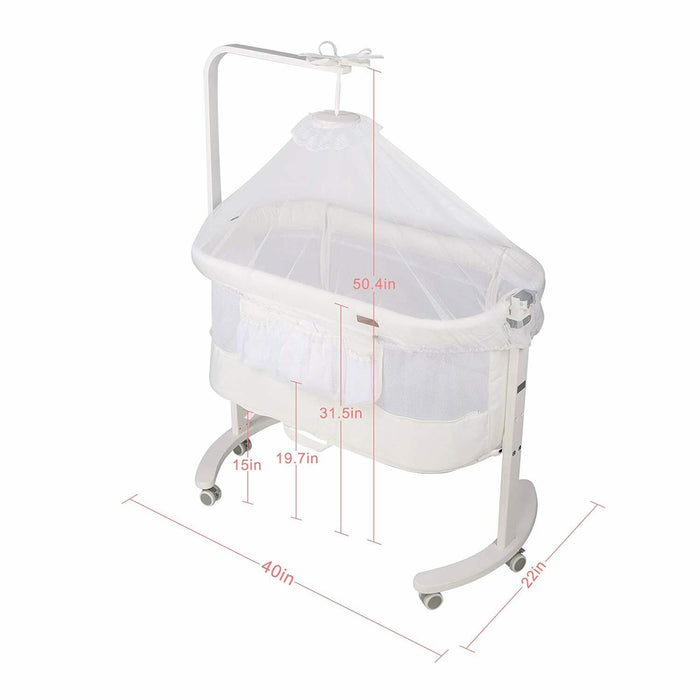 3 in 1 Baby Bedside Sleeper Bassinet Crib w/ Soft Skin-Friendly Mattre